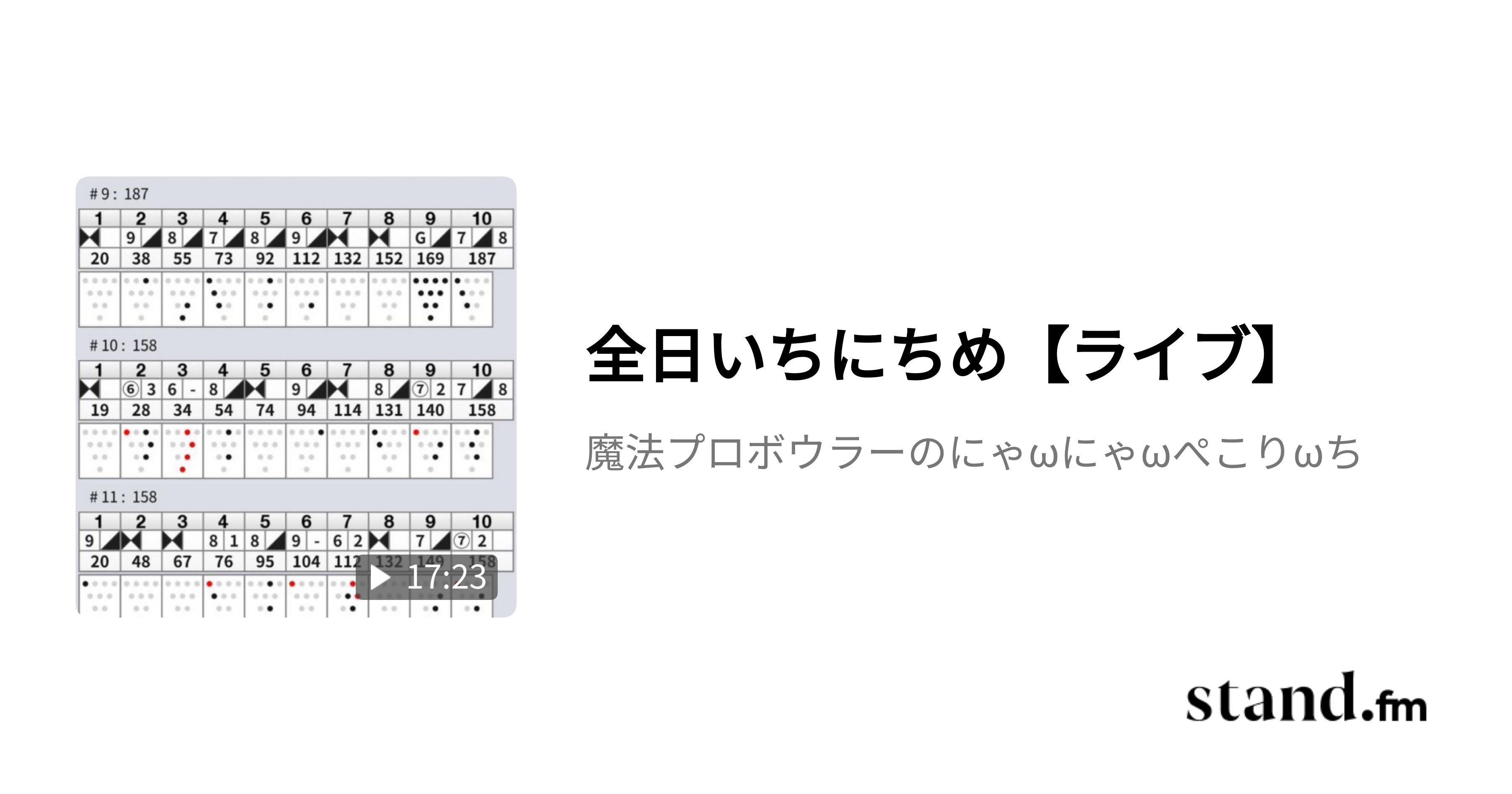 全日いちにちめ【ライブ】 - 魔法プロボウラーのにゃωにゃωぺこりωち | stand.fm