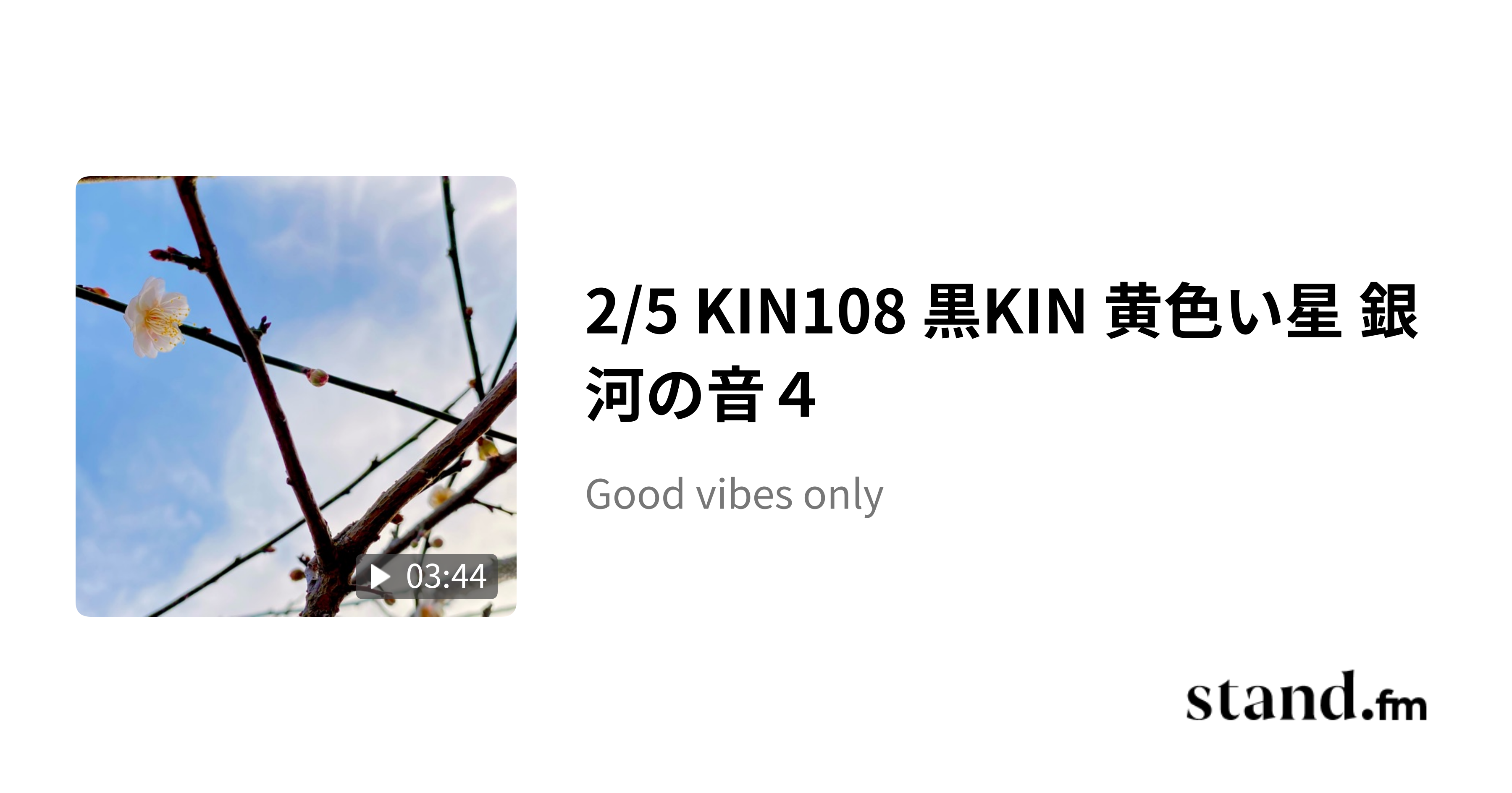 2/5 KIN108 黒KIN 黄色い星 銀河の音4 - Good vibes only | stand.fm