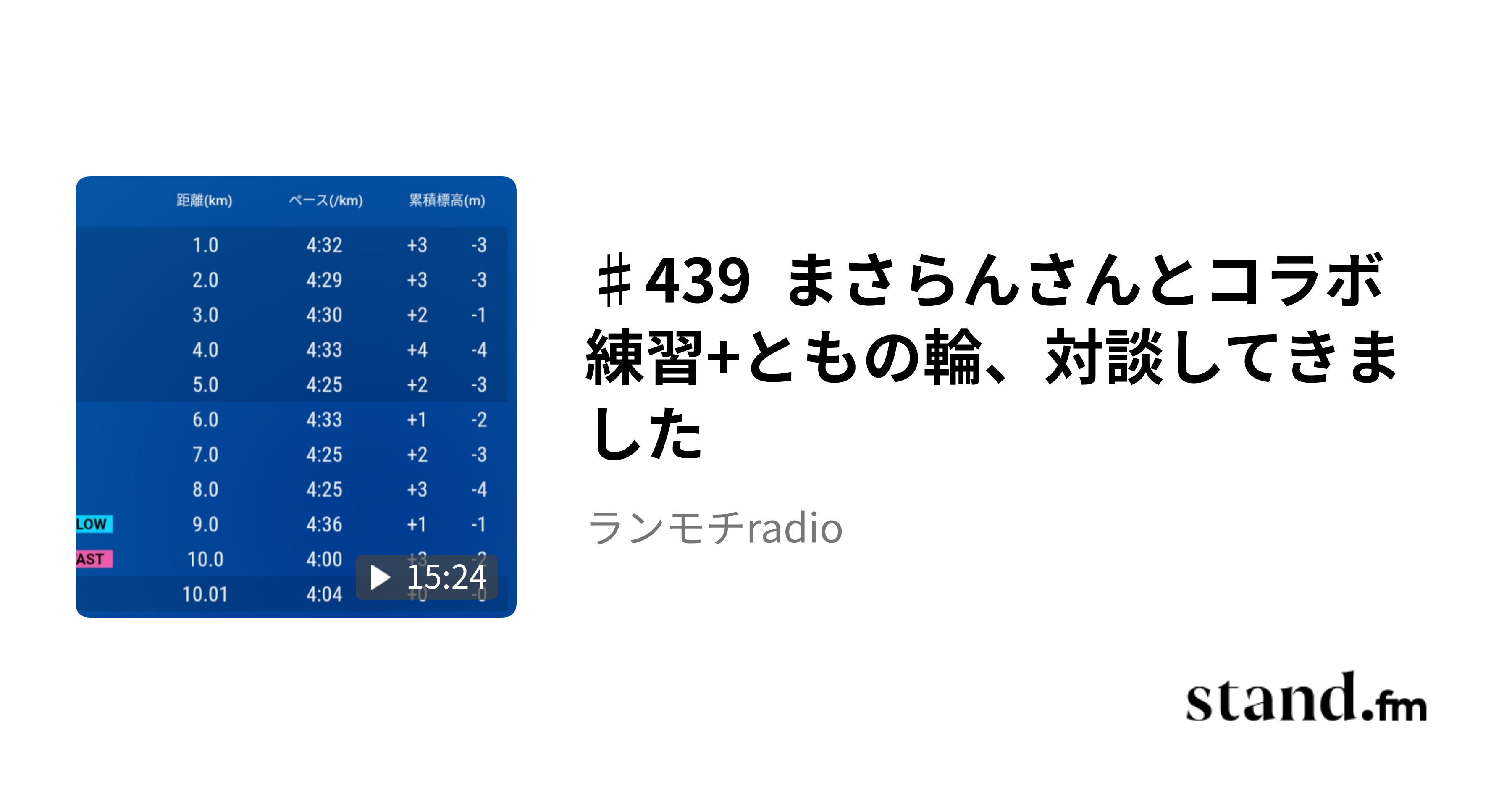 ♯439 まさらんさんとコラボ練習+ともの輪、対談してきました - ランモチradio | stand.fm