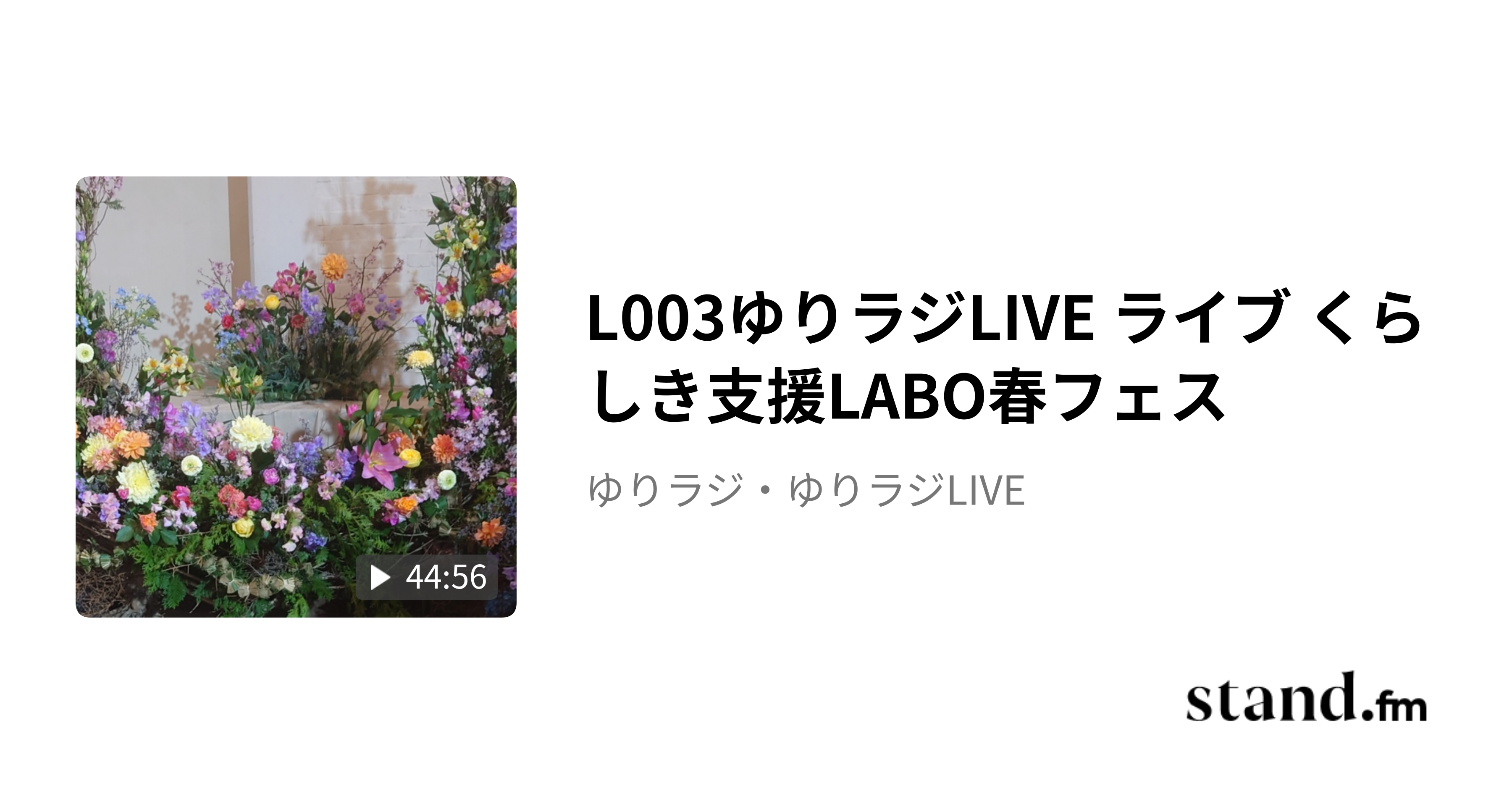 L003ゆりラジLIVE ライブ くらしき支援LABO春フェス - AGJ ゆりラジ・さとり♡考察 | stand.fm