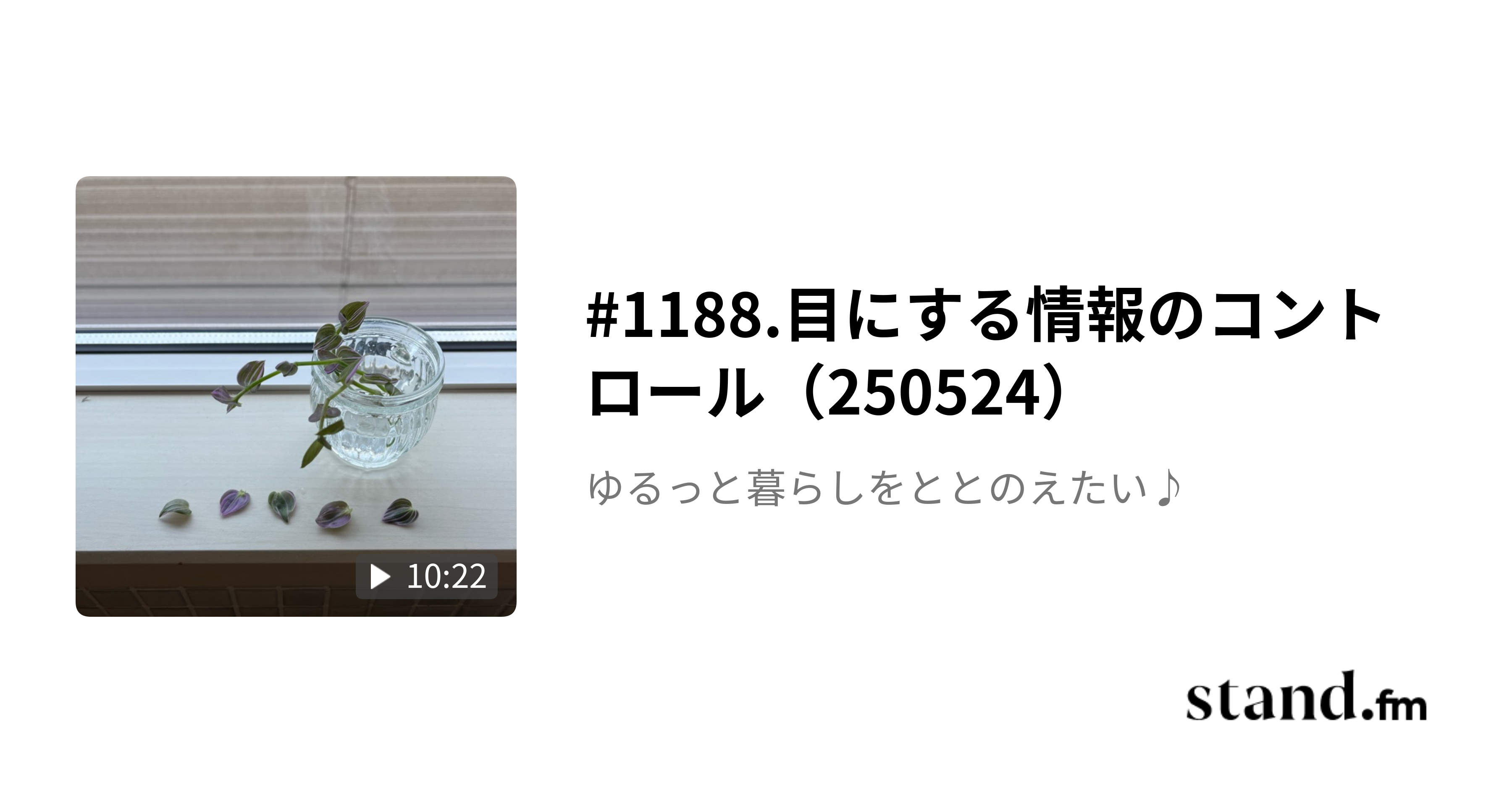 #1188.目にする情報のコントロール（250524） - ゆるっと暮らしをととのえたい♪ | stand.fm