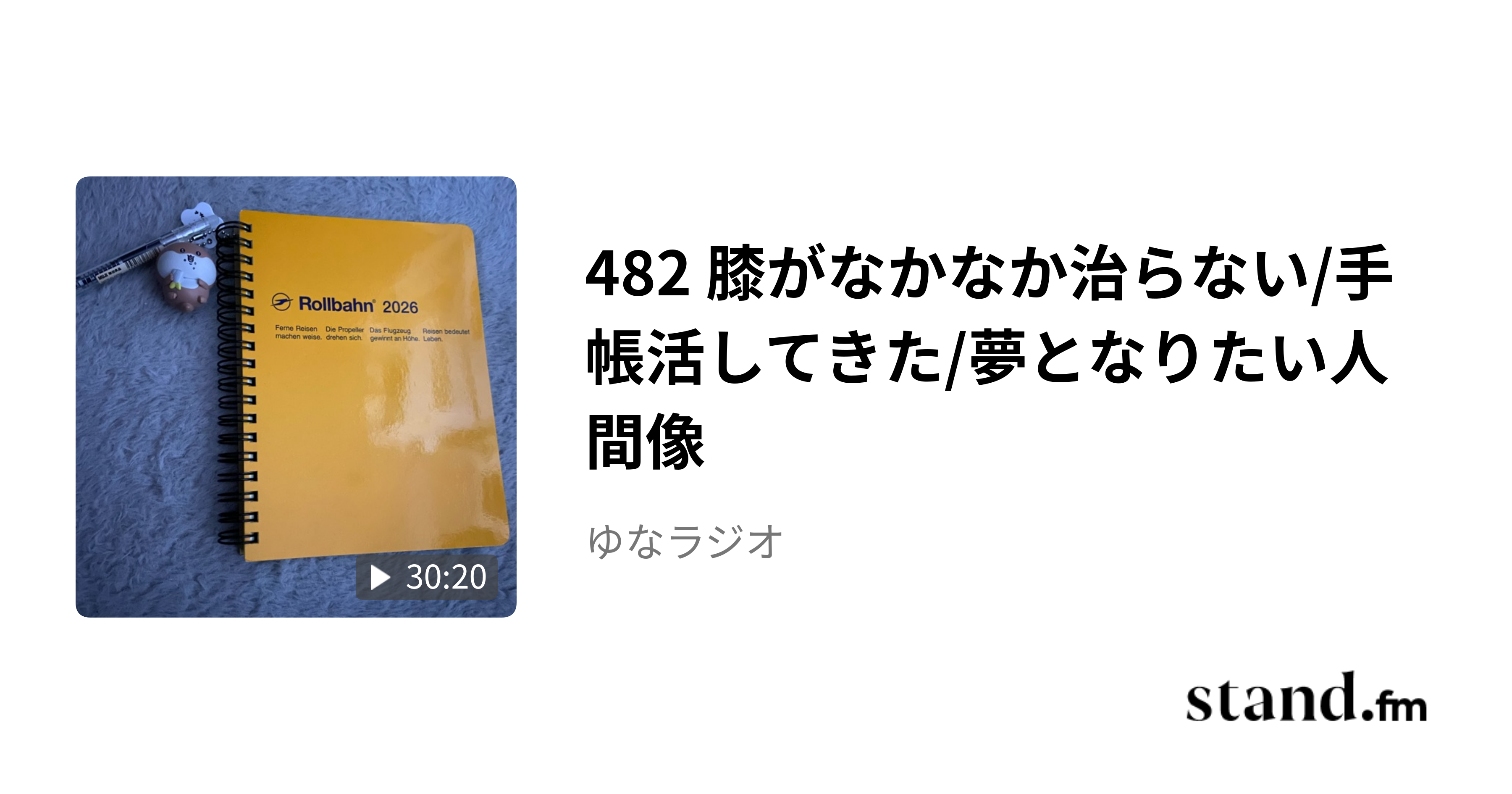 482 膝がなかなか治らない/手帳活してきた/夢となりたい人間像 - ゆなラジオ | stand.fm